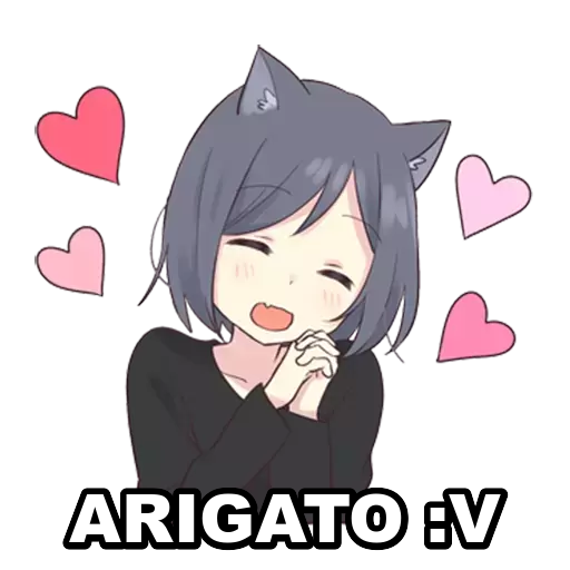 Sticker ARIGATO :V PNG - DescargarStickers