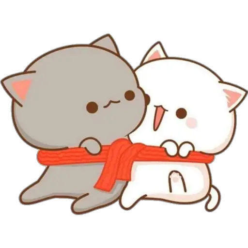 Pareja de gatos kawaii Sticker de WhatsApp - DescargarStickers